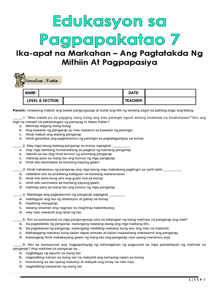 4th Quarter ESP 7 | PDF