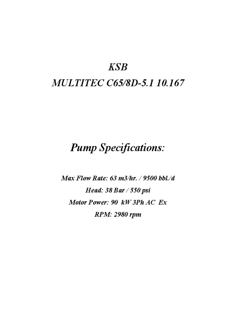 KSB Multitec C65/8D-5.1 Pump Manual | PDF