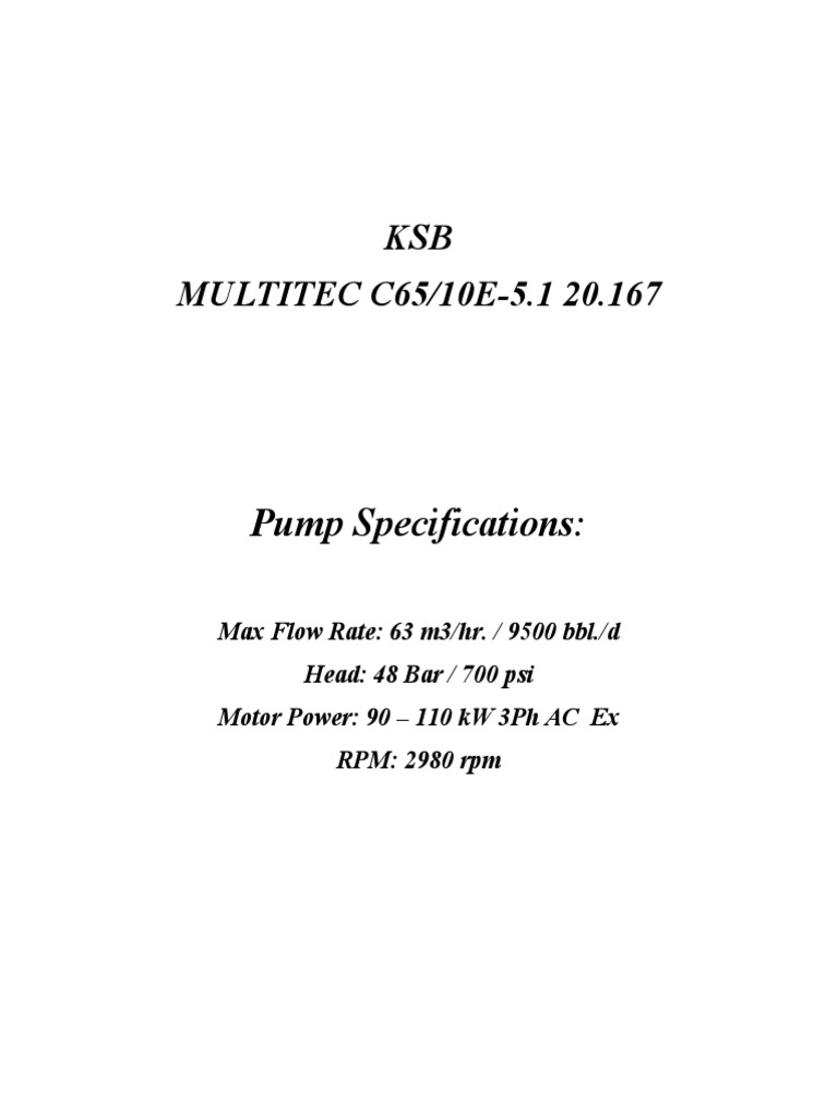 KSB-MULTITECC65 Pump 10 Stage | PDF