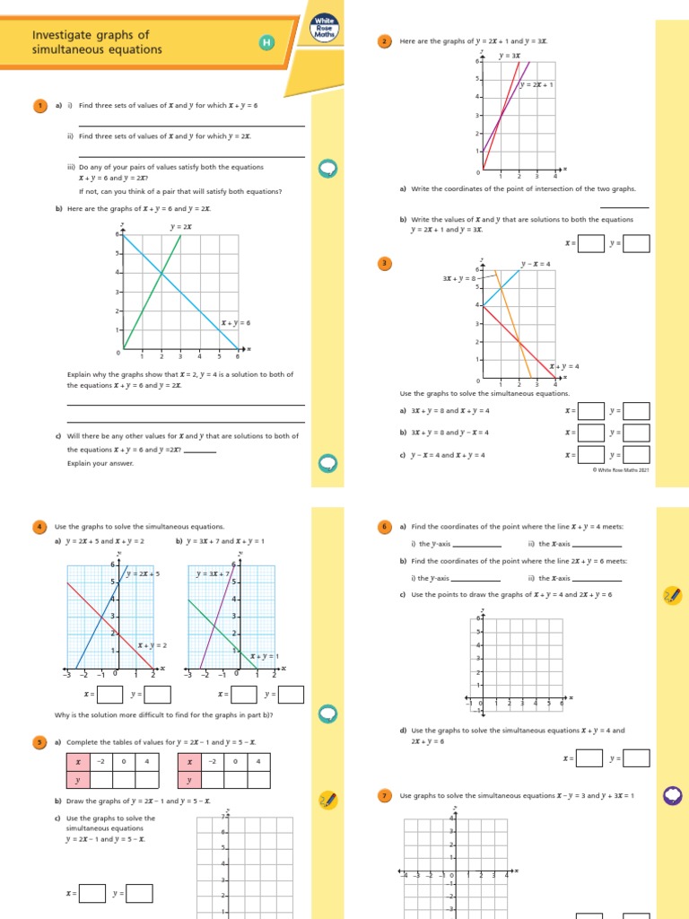 Y9 Summer Block 5 WO3 Investigate Graphs of Simultaneous Equations H ...