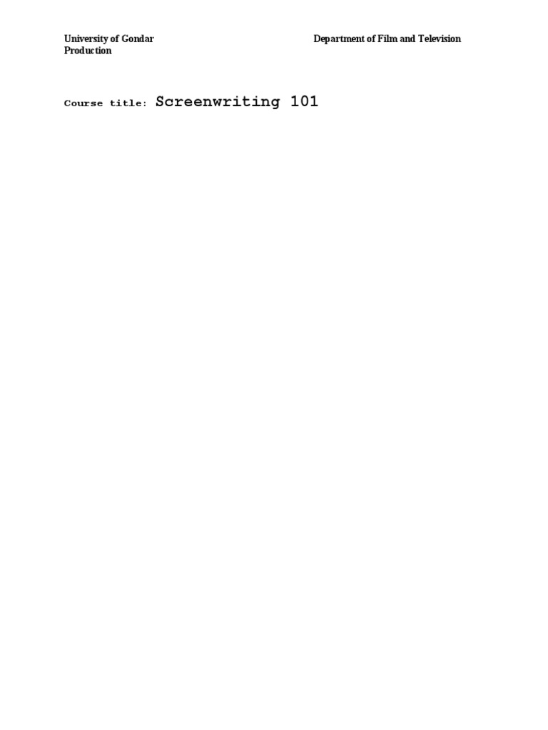 Screenwriting 101 | PDF | Screenplay | Screenwriting