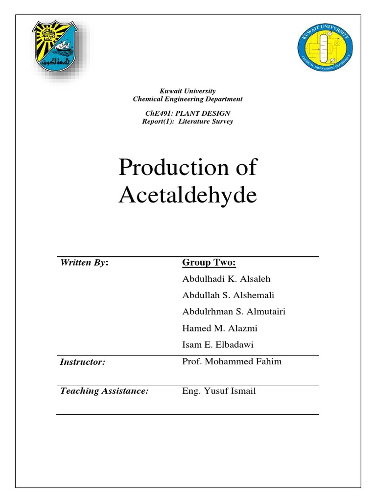 Production of Acetaldehyde: Written by | PDF | Ethanol | Acetic Acid