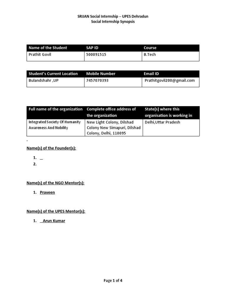 Synopsis Format V 1.0 | PDF