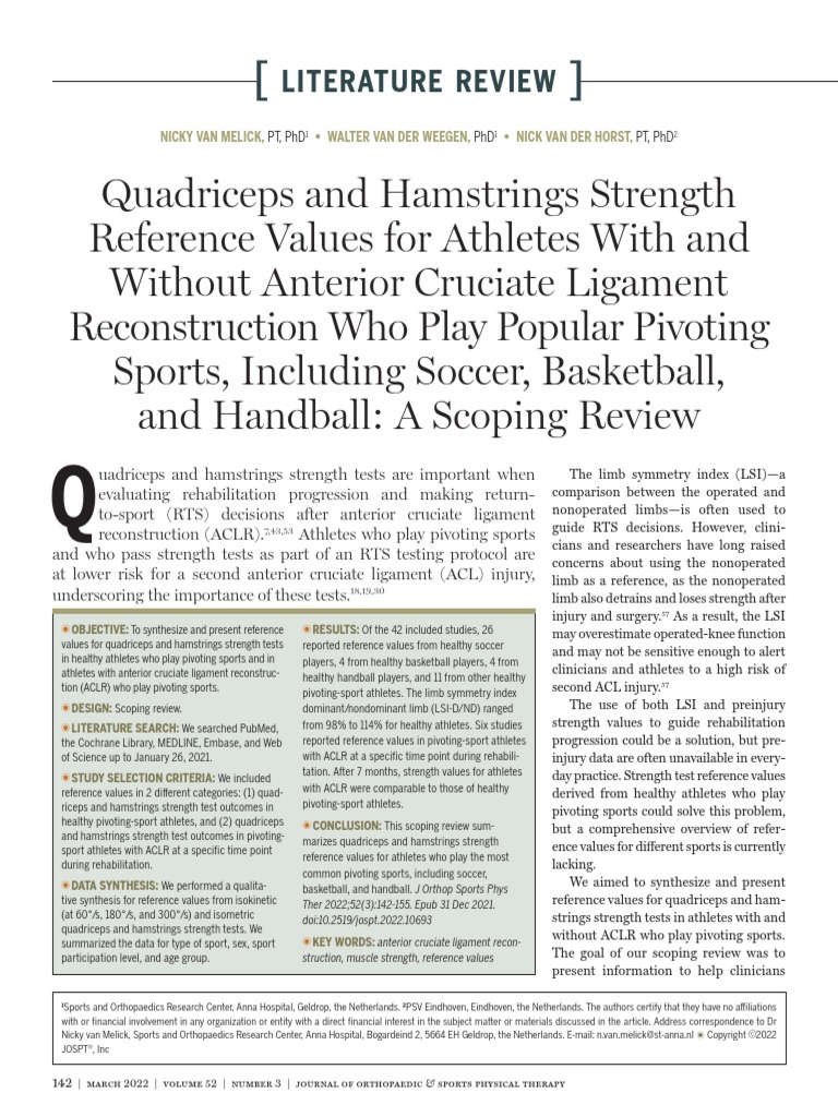 Quadriceps and Hamstrings Strength Normative Values 1 | PDF | Standard ...