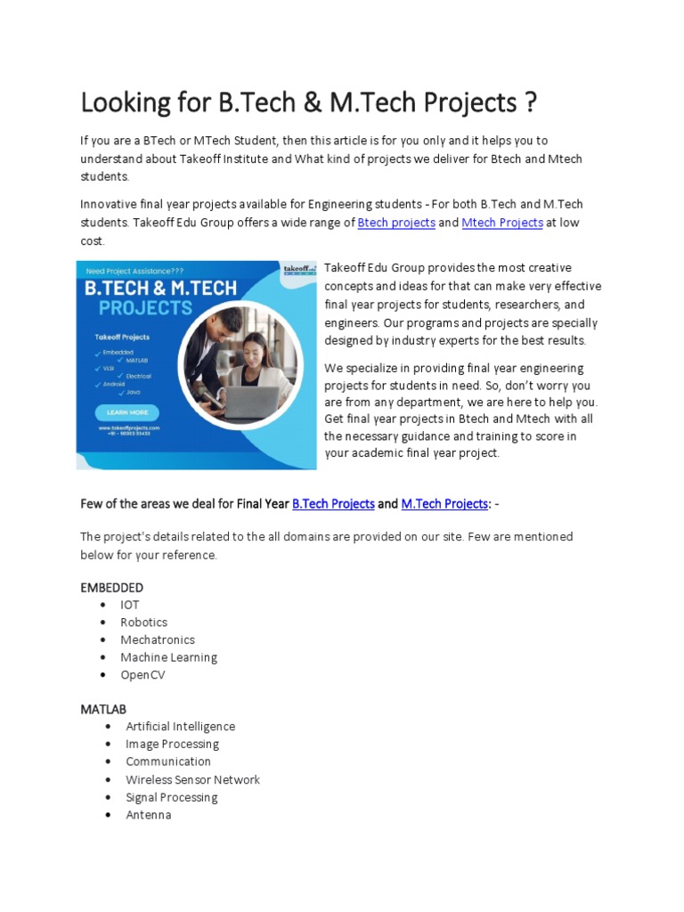 Btech Projects and Mtech Projects | PDF | Computing | Artificial ...