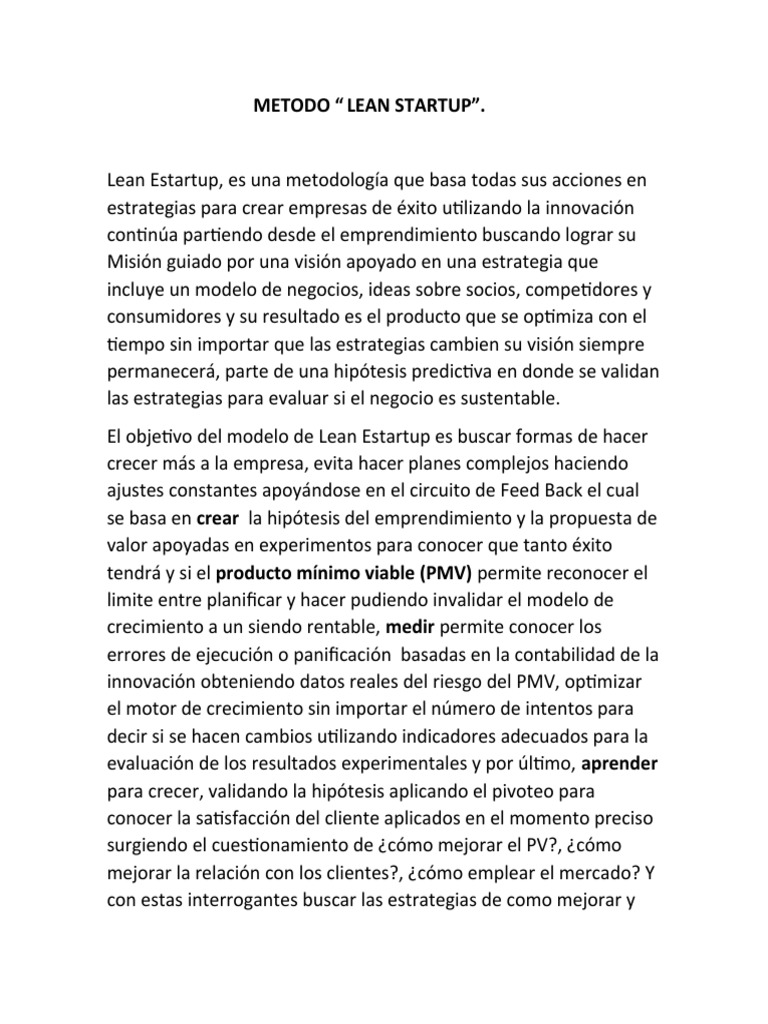 Metodo de Lean Startup. | PDF