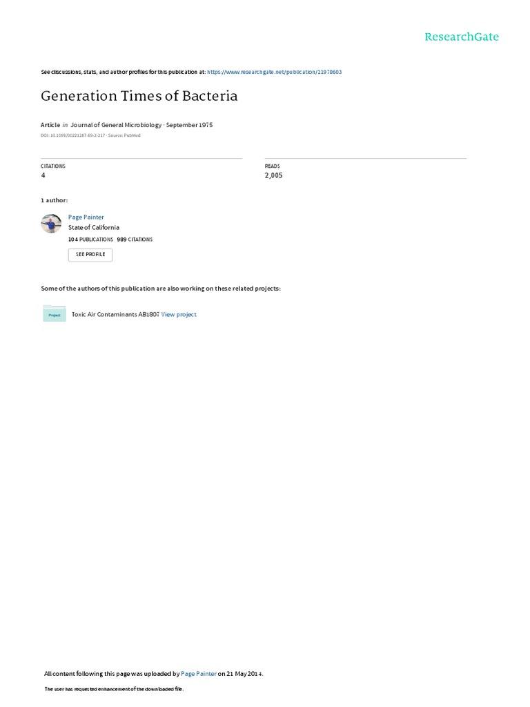 Generation Times of Bacteria | Download Free PDF | Probability ...