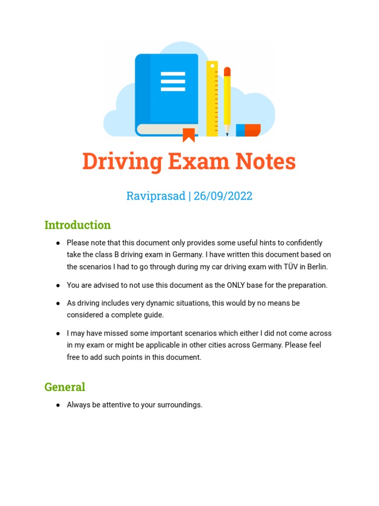 Driving Exam Notes | PDF | Traffic | Intersection (Road)
