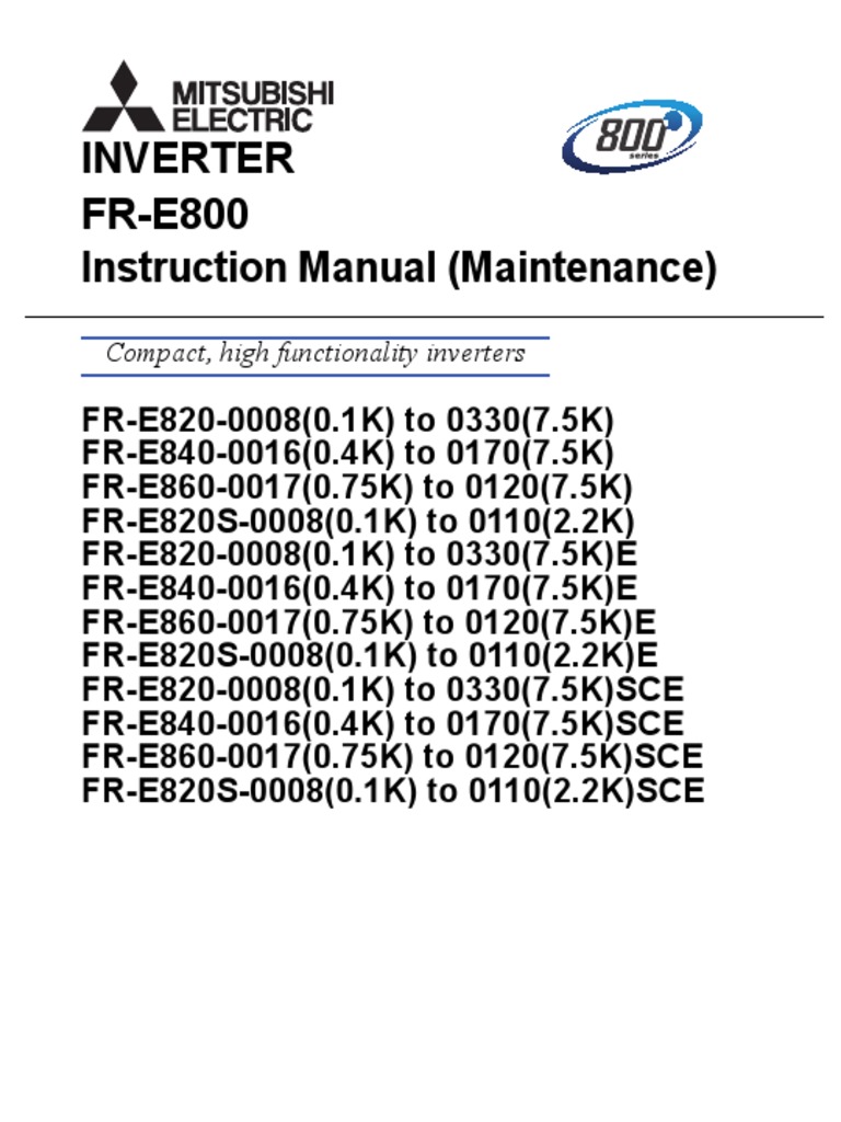 Mitsubishi E800 Manual - Maintenance | PDF | Power Inverter | Electric ...
