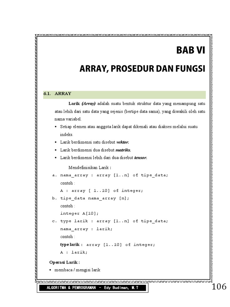 Array, Prosedur Dan Fungsi | PDF | Metode & Bahan Ajar | Komputer