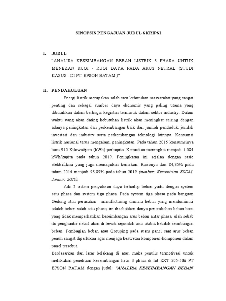 Sinopsis Pengajuan Judul Skripsi | PDF
