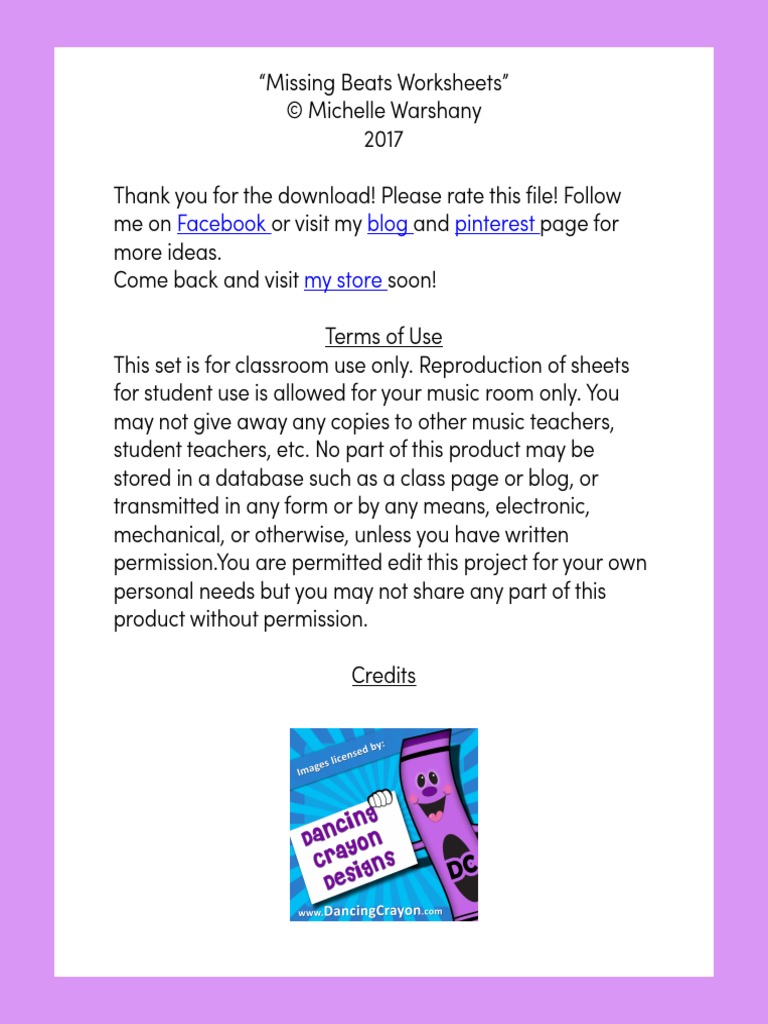 Missing Beats Worksheets | PDF