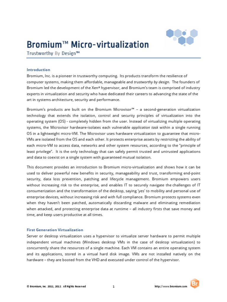 Bromium Micro-Virtualization | PDF | Virtual Machine | Virtualization