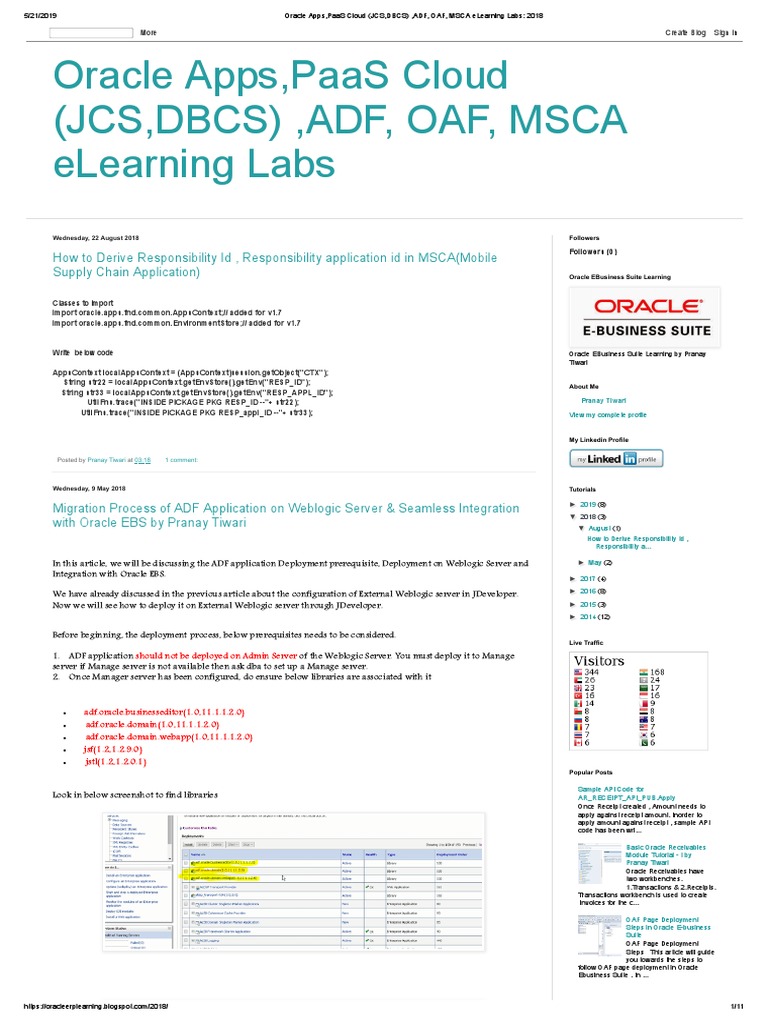Oracle Apps, PaaS Cloud (JCS, DBCS), ADF, OAF, MSCA Elearning Labs ... Oracle Apps, PaaS Cloud (JCS, DBCS), ADF, OAF, MSCA Elearning Labs ...