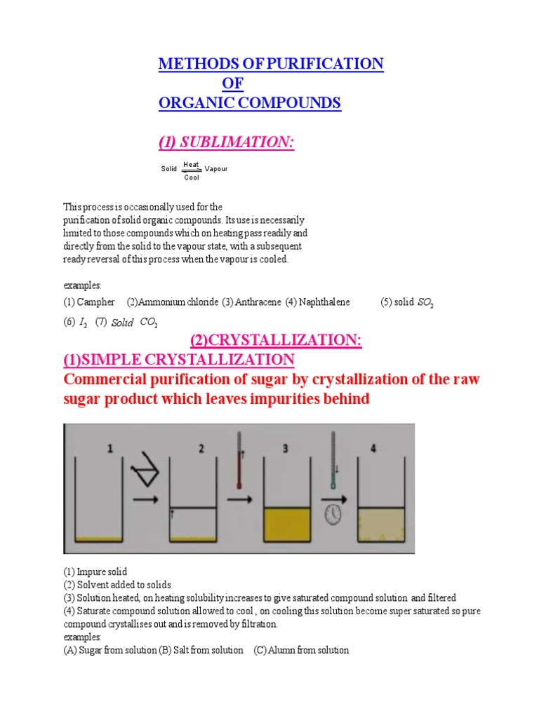 Sublimation:: Methods of Purification OF Organic Compounds | PDF ...
