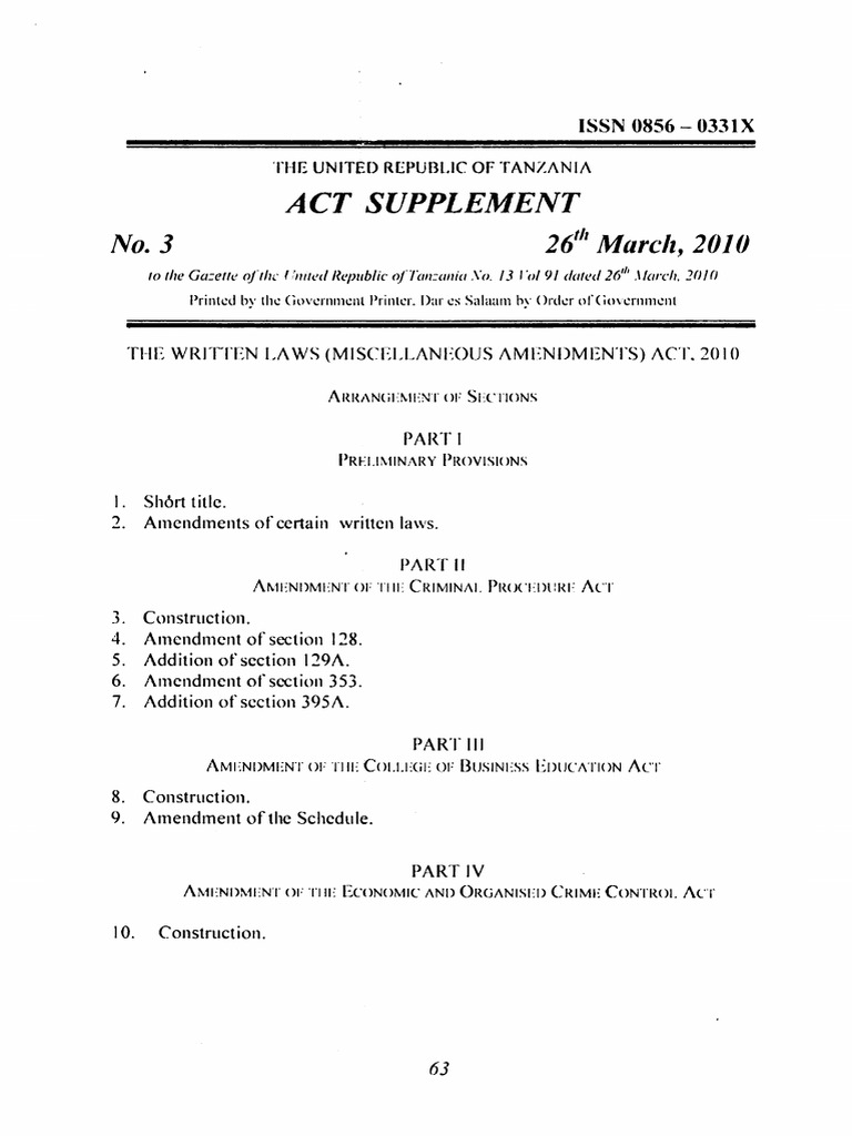 02-2010 The Written Laws (Misc Amends) Act, 2010 | PDF | Government ...