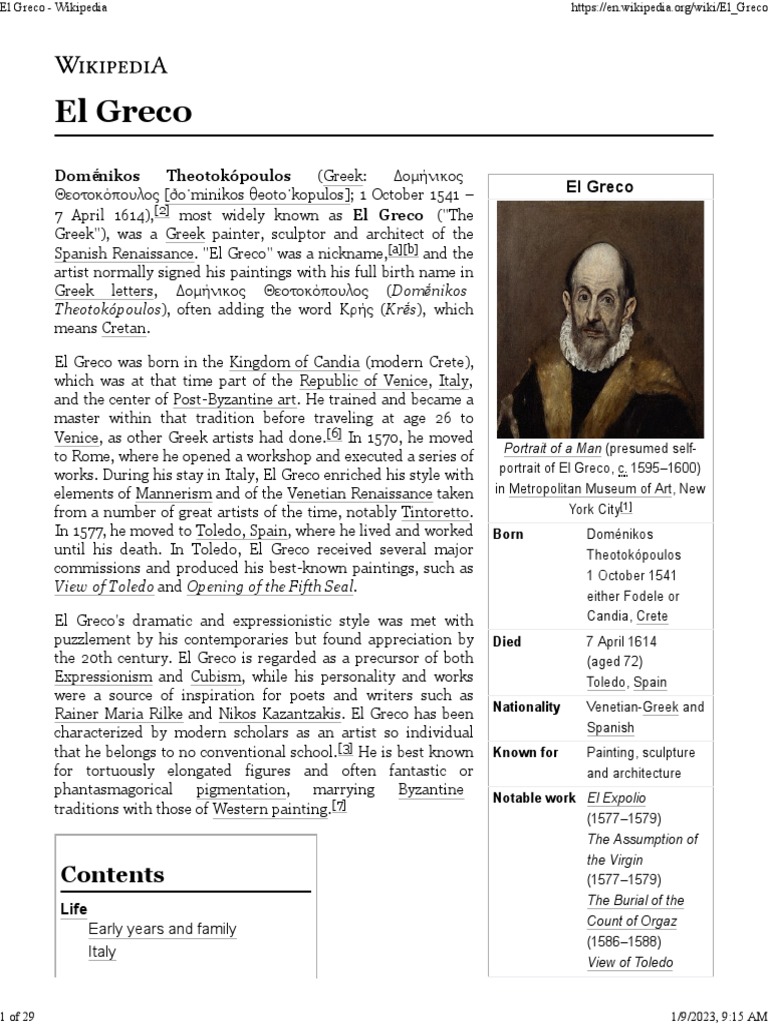 El Greco - Wikipedia | PDF | Western Art | The Arts