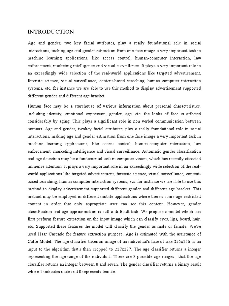 Age And Gender Detection 2 Pdf Emerging Technologies Neuroscience