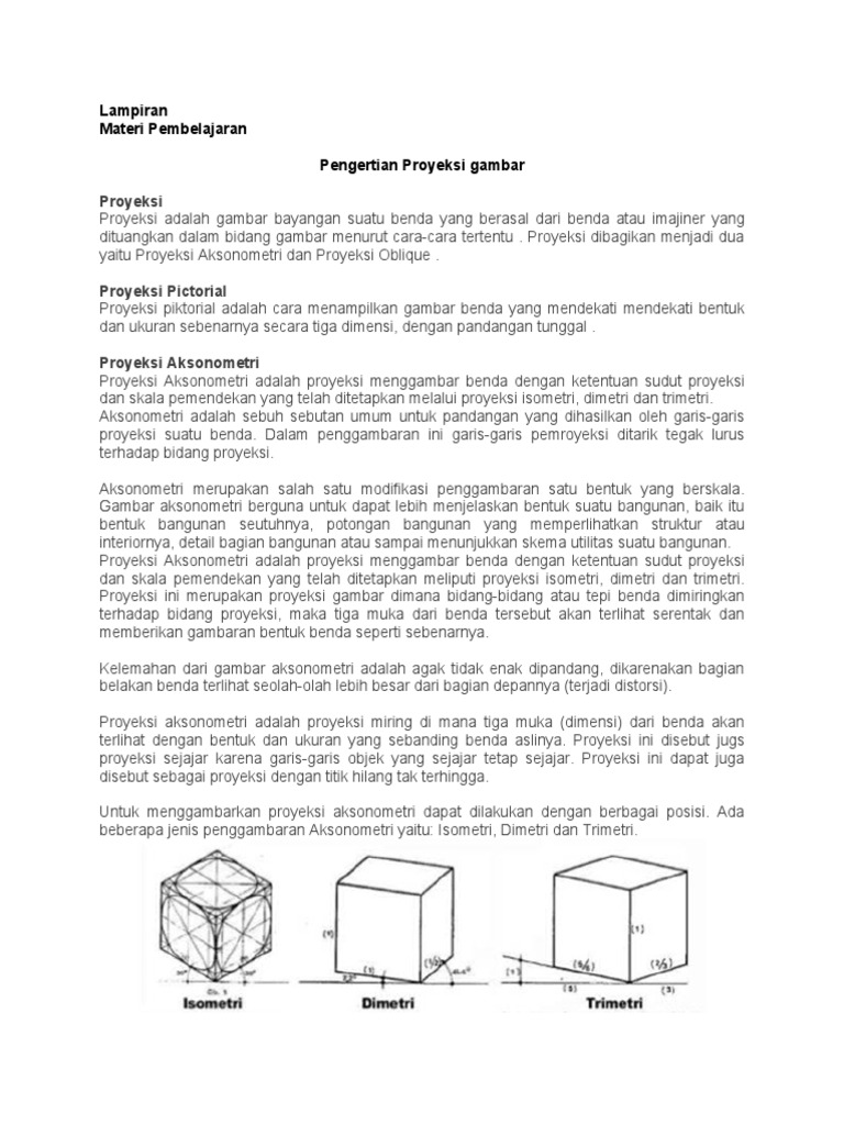 PROYEKSI GAMBAR: PENGERTIAN DAN JENIS-JENIS PROYEKSI | PDF