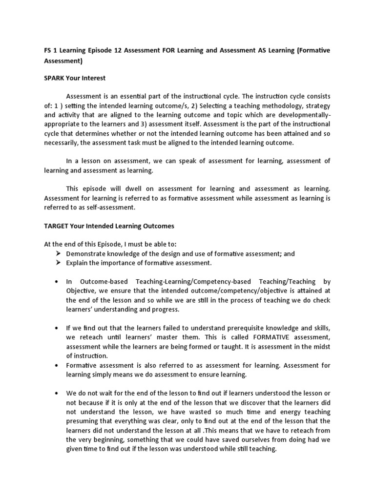 FS 1 Episode 12 | PDF | Educational Assessment | Teaching Method