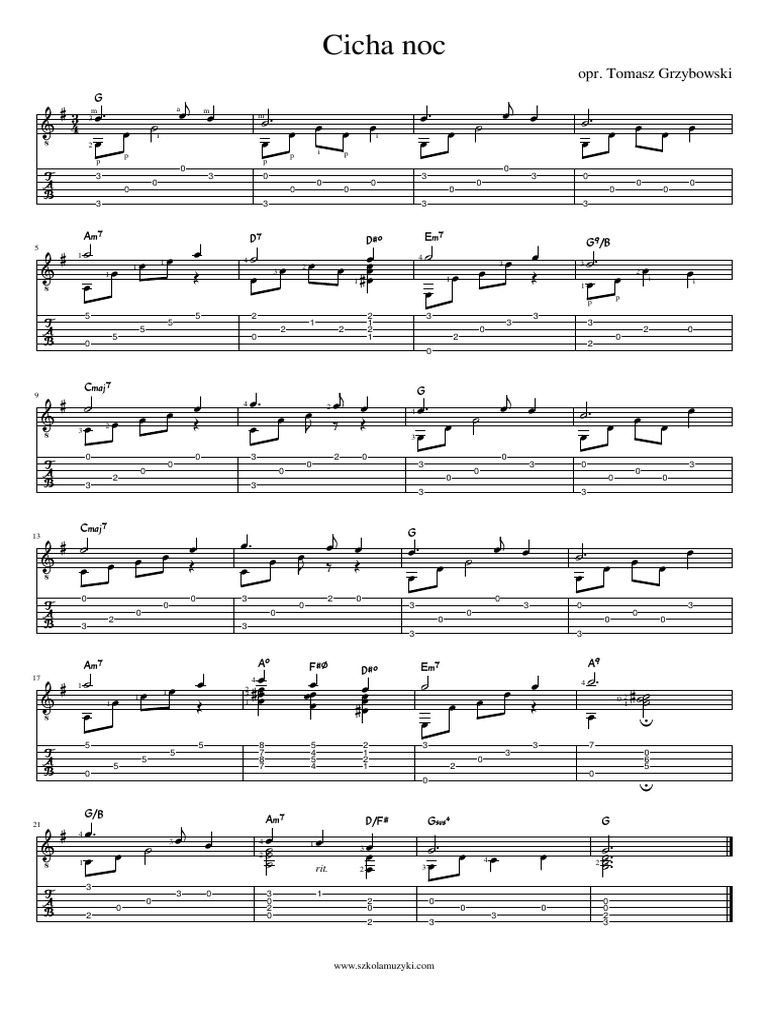 Silent Night - Solo Guitar Arrangement (Tomasz Grzybowski) | PDF