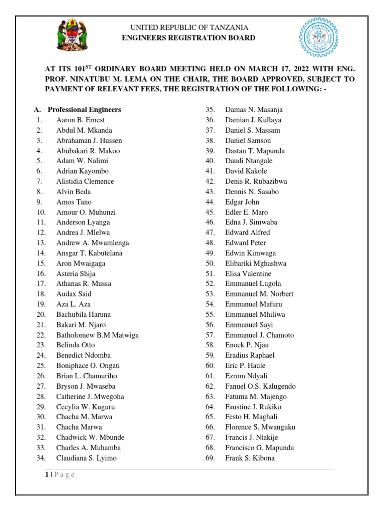 Registered Engs March 17 2022 UPLOAD | PDF | Business | Engineering