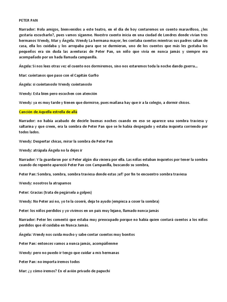 Actividades y Resumen de Peter Pan | PDF | Peter Pan