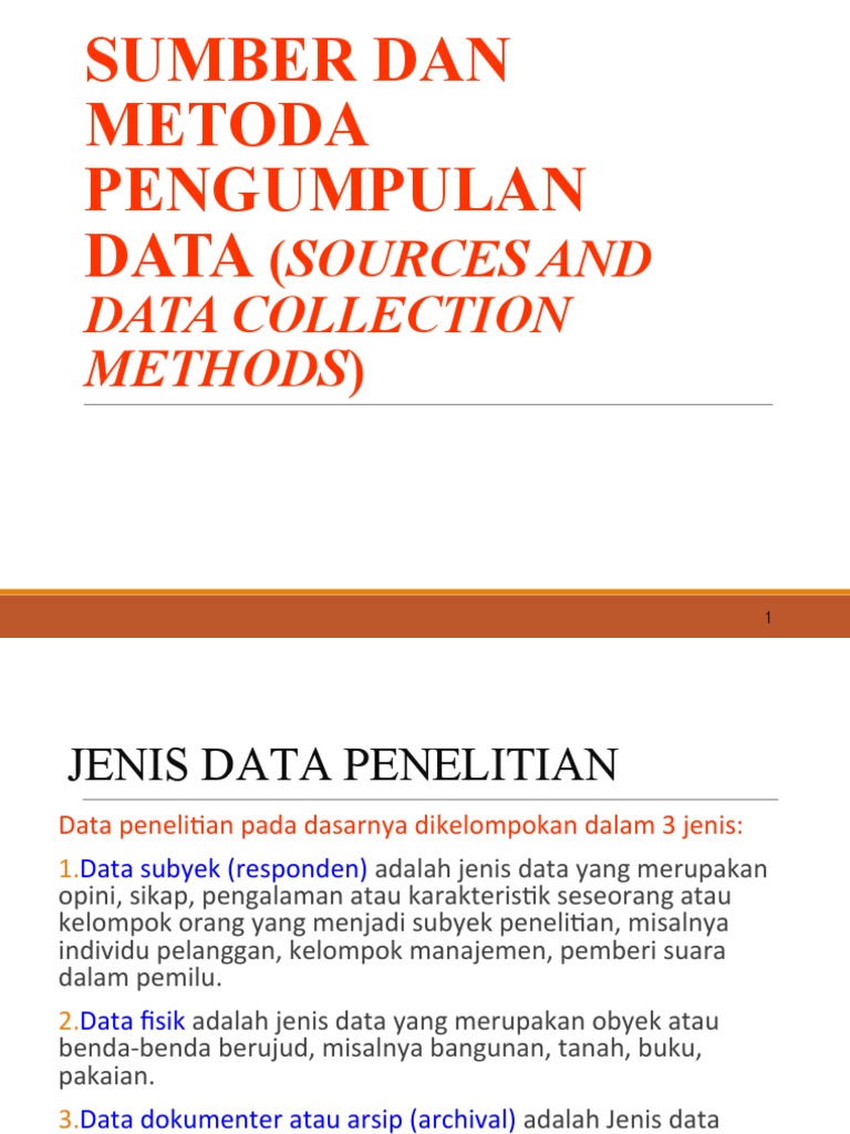 Sumber & Metode Pengumpulan Data | PDF