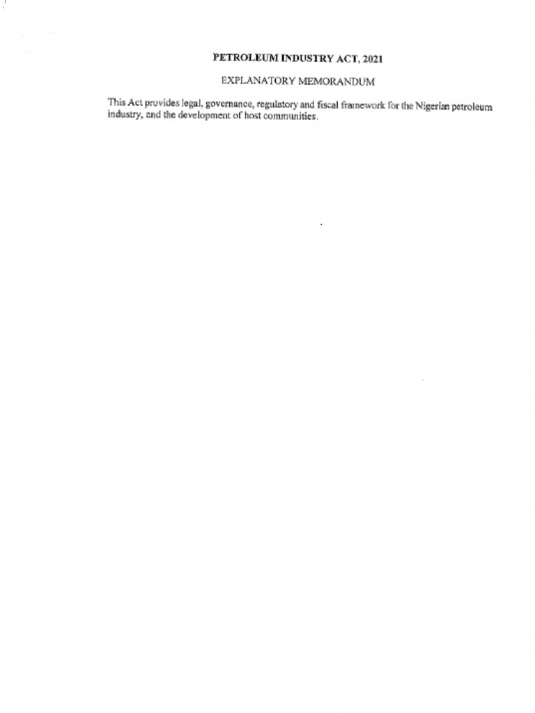 Petroleum Industry Act 2021 Final | PDF
