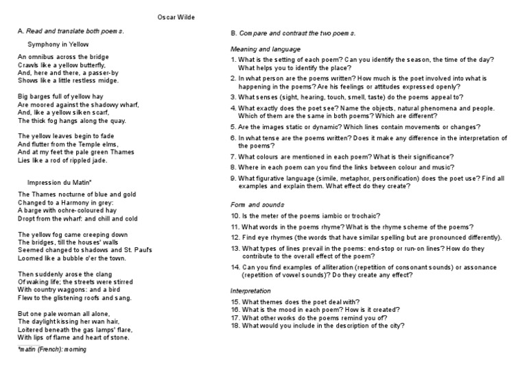 A Comparative Analysis of Oscar Wilde's "Symphony in Yellow" and ...