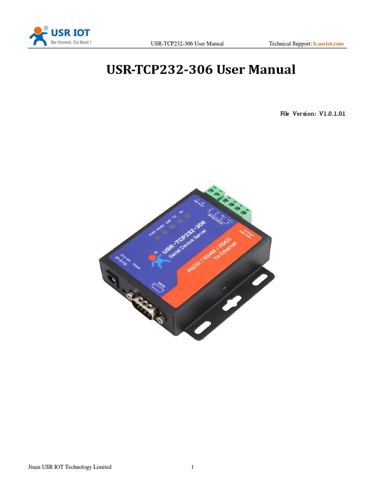 USR TCP232 306 User Manual V1.0.1.01 | PDF | Ip Address | Port (Computer Networking)
