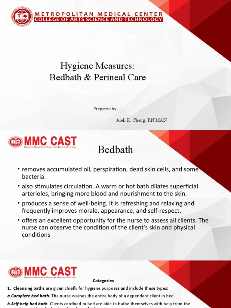 Bed Bath and Perineal Care Guide | PDF | Hygiene | Bathing