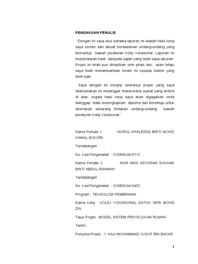 Laporan Projek Pta | PDF