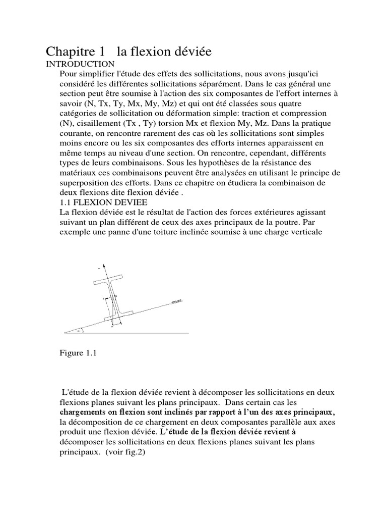 Chapitre 1 La Flexion Déviée Master | PDF | Flexion (matériau) | Résistance des matériaux