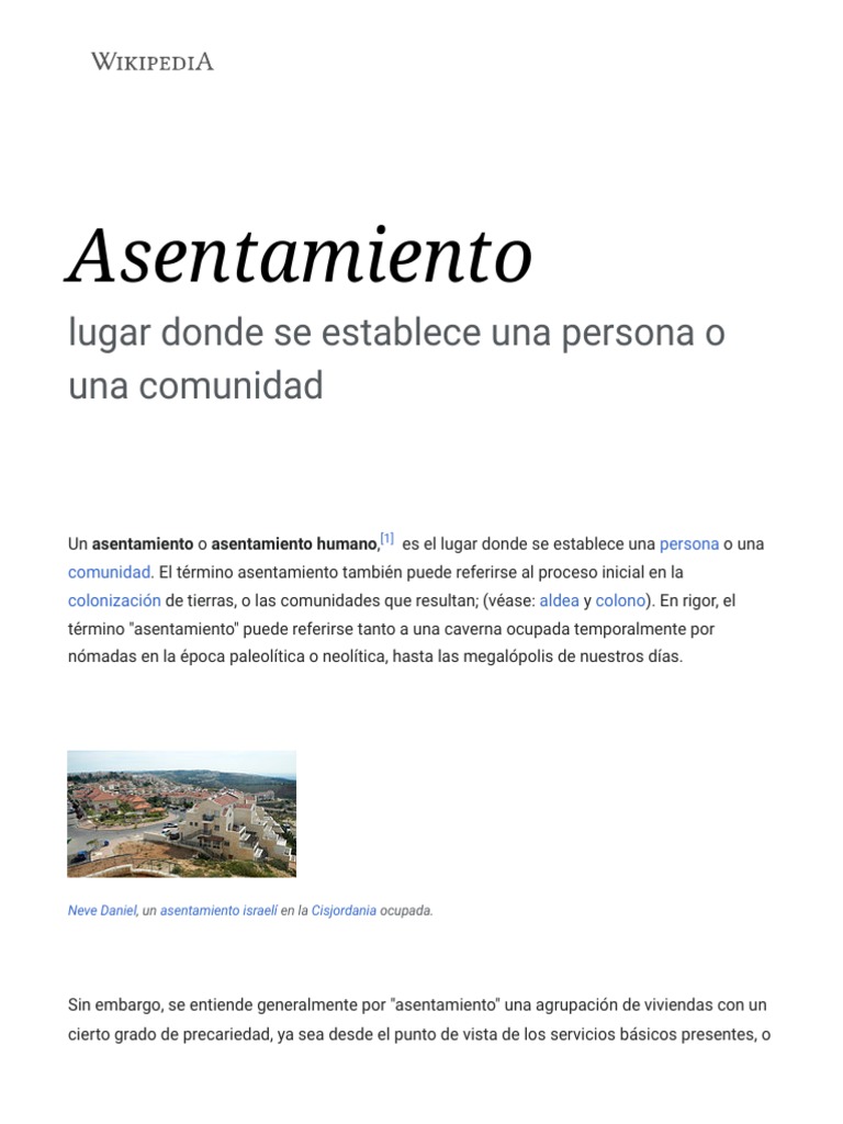 Asentamiento - Wikipedia, La Enciclopedia Libre | PDF