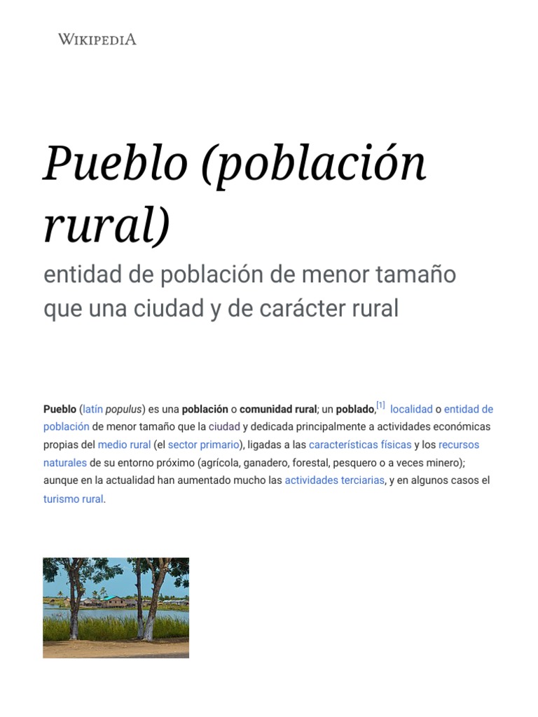 Pueblo (Población Rural) - Wikipedia, La Enciclopedia Libre | PDF