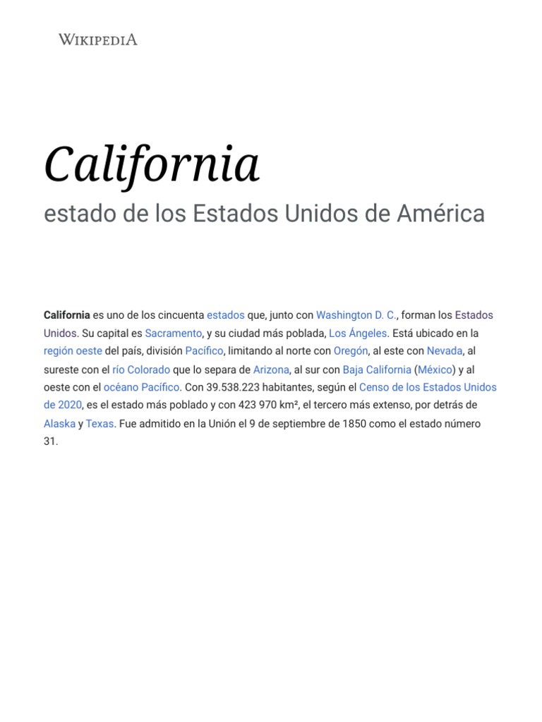 California - Wikipedia, La Enciclopedia Libre | PDF | California ...