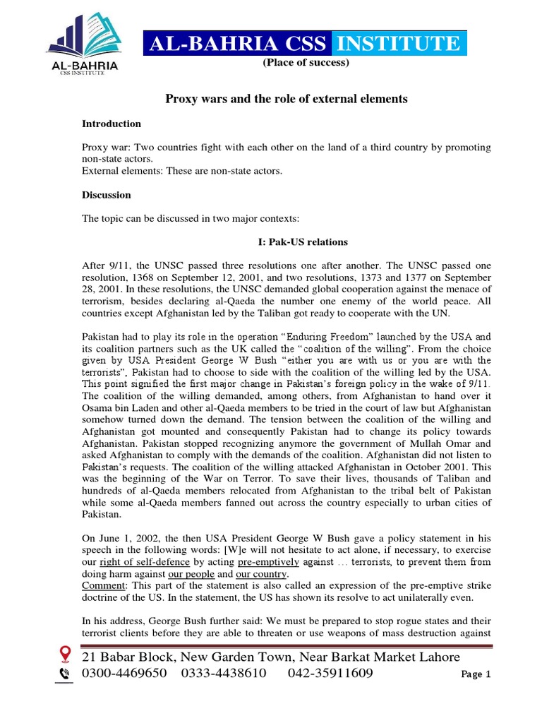 Proxy Wars and The Role of External Elements | PDF | World Politics ...
