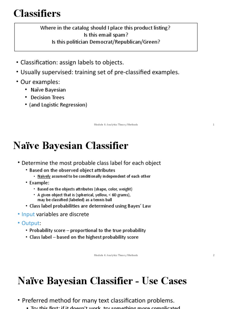 Lecture - Naive Bayesian | PDF | Statistical Classification | Statistics