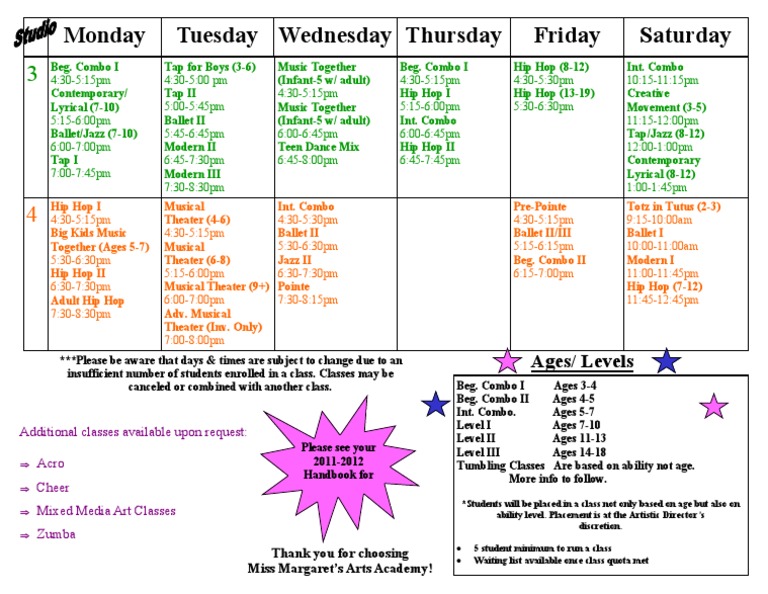 Classes Schedule 2011-2012 | PDF