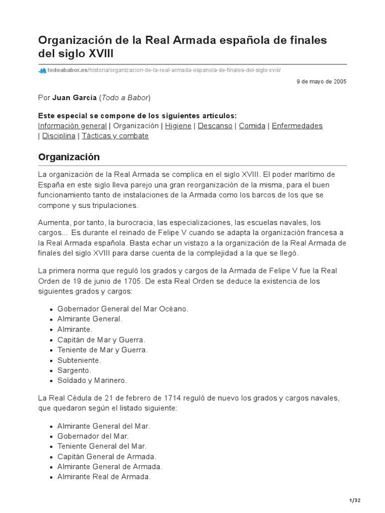 Todoababor - Es-Organización de La Real Armada Española de Finales Del ...