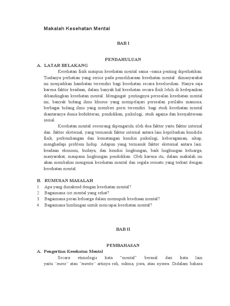 Makalah Kesehatan Mental | PDF