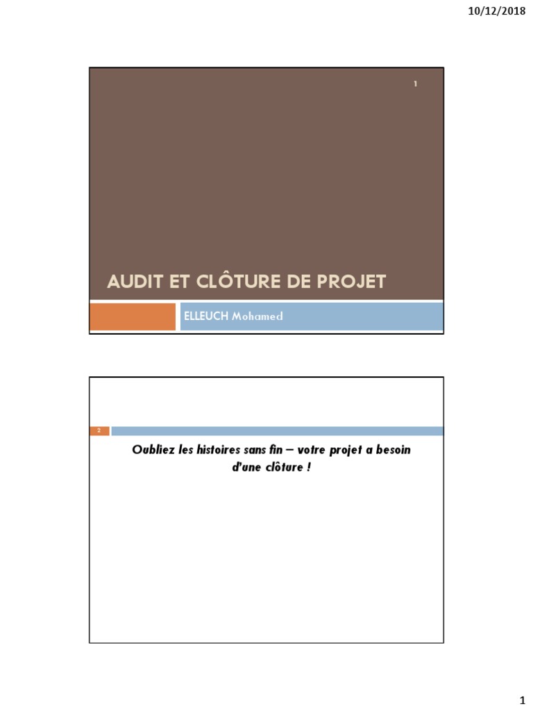 08-Audit Et Clôture de Projet | PDF | Gestion de projet