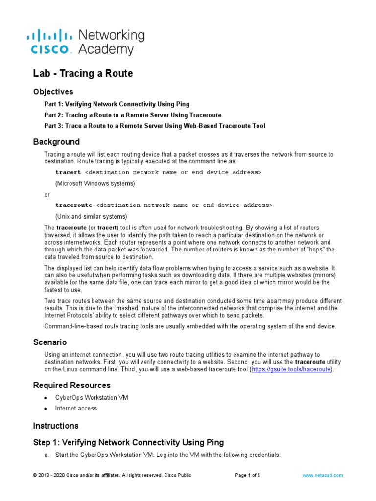 Tracing Network Routes | PDF | Network Layer Protocols | Network ...