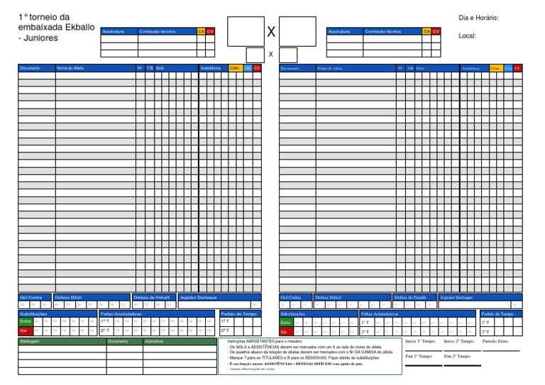 Sumula Modelo | Download grátis PDF | Esportes | Esportes coletivos
