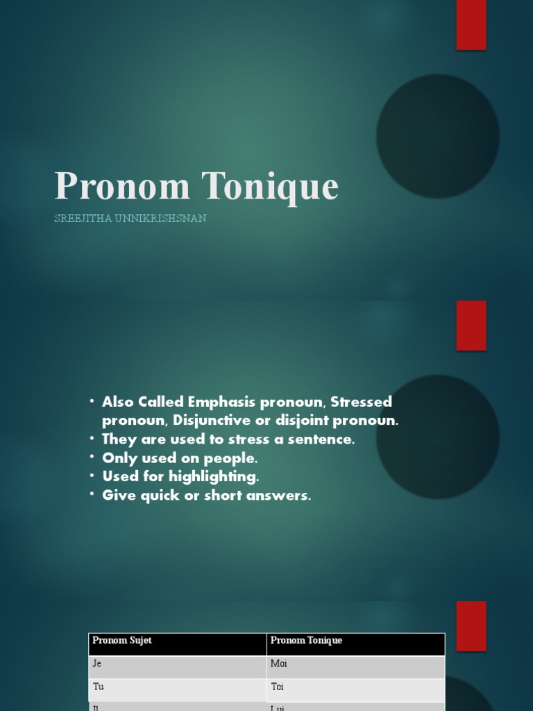 Pronom Tonique - 1 | PDF | Développement personnel