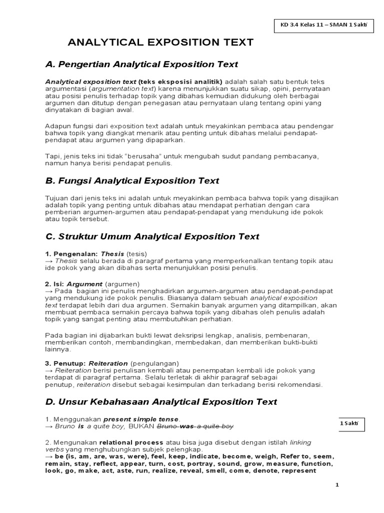 Analytical Exposition Text Kelas 11 | PDF