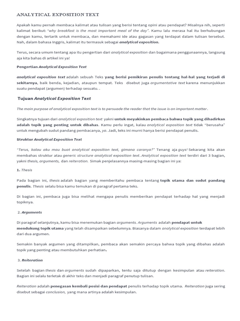 Panduan Analytical Exposition | PDF | Seni & Disiplin Bahasa