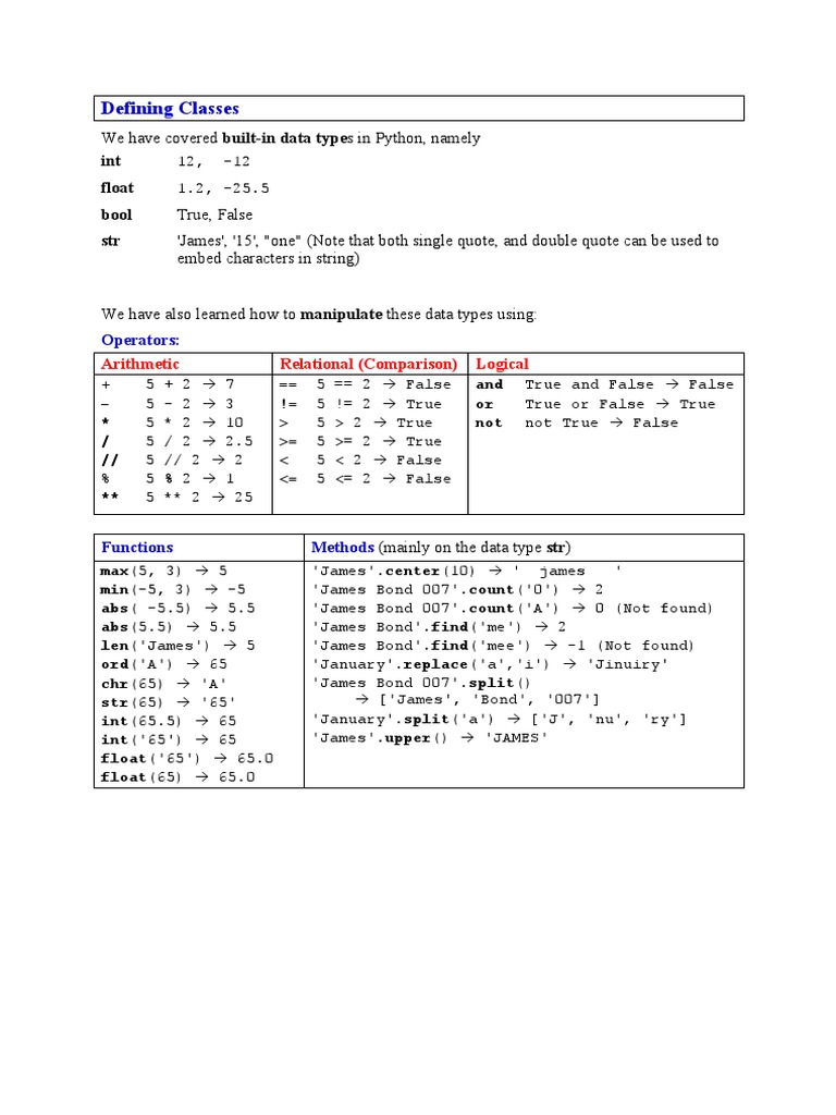 Defining Own Classes | PDF | Constructor (Object Oriented Programming ... Defining Own Classes | PDF | Constructor (Object Oriented Programming ...