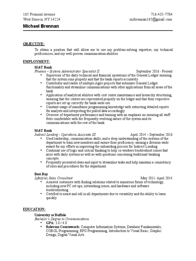 Dice Resume CV Michael Brennan | PDF | Computer Programming | System